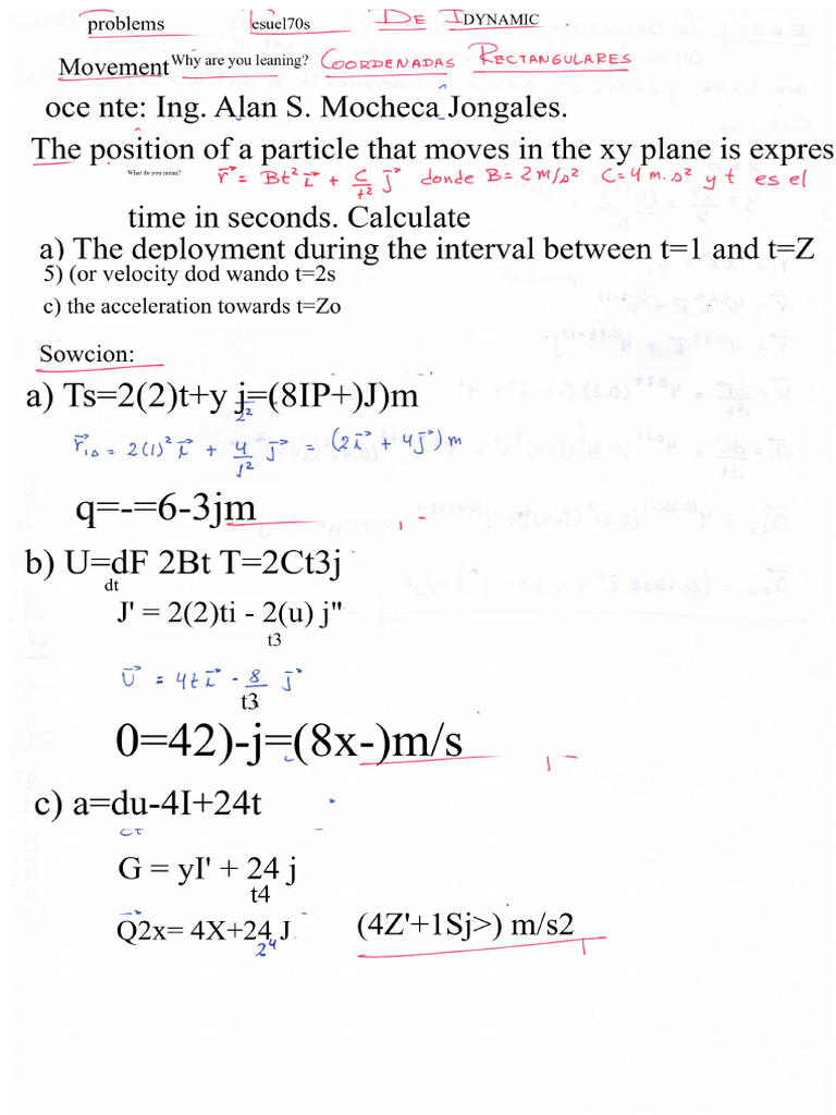 Solved Problems of Dynamics - Curvilinear Motion - Rectangular ...