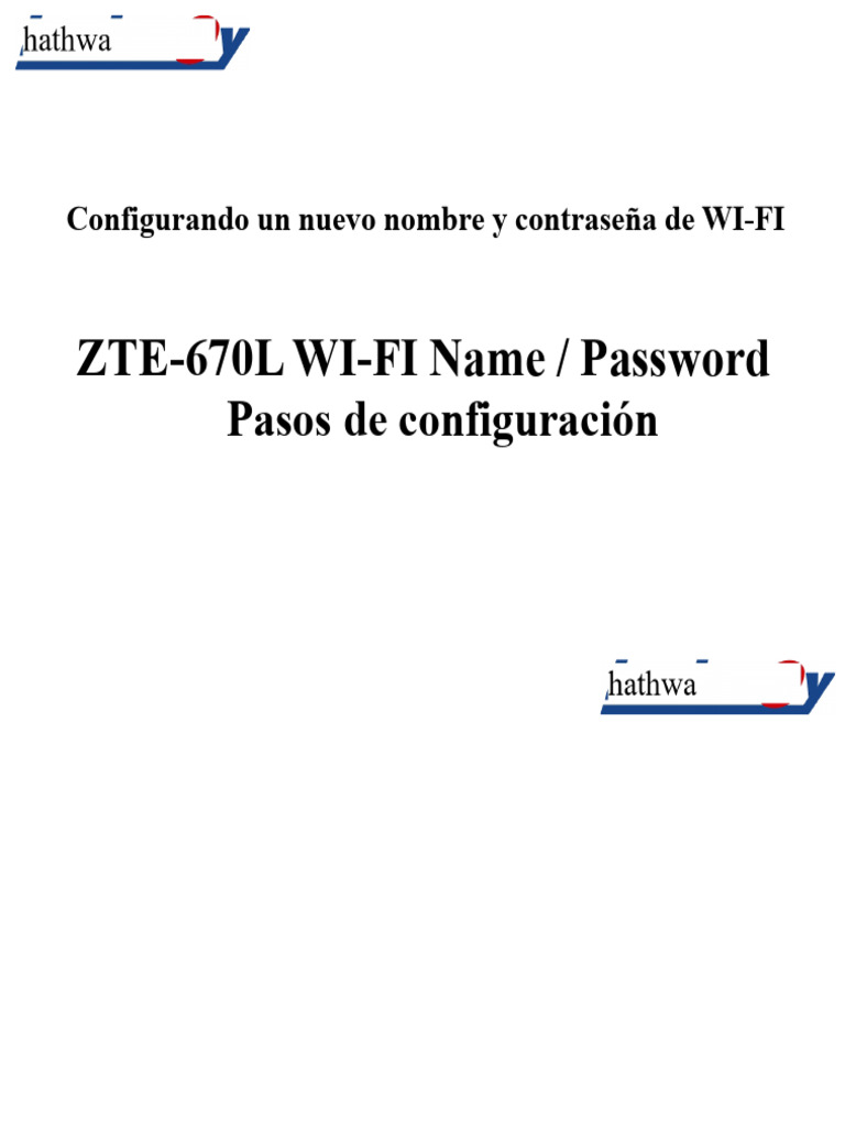 Cambiar Nombre y Contraseña Wi-Fi ZTE-670L | PDF | Enrutador ...