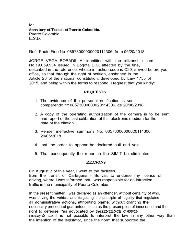 RIGHT OF PETITION PORT, Sentence C - 038 | PDF | Presumption Of ...