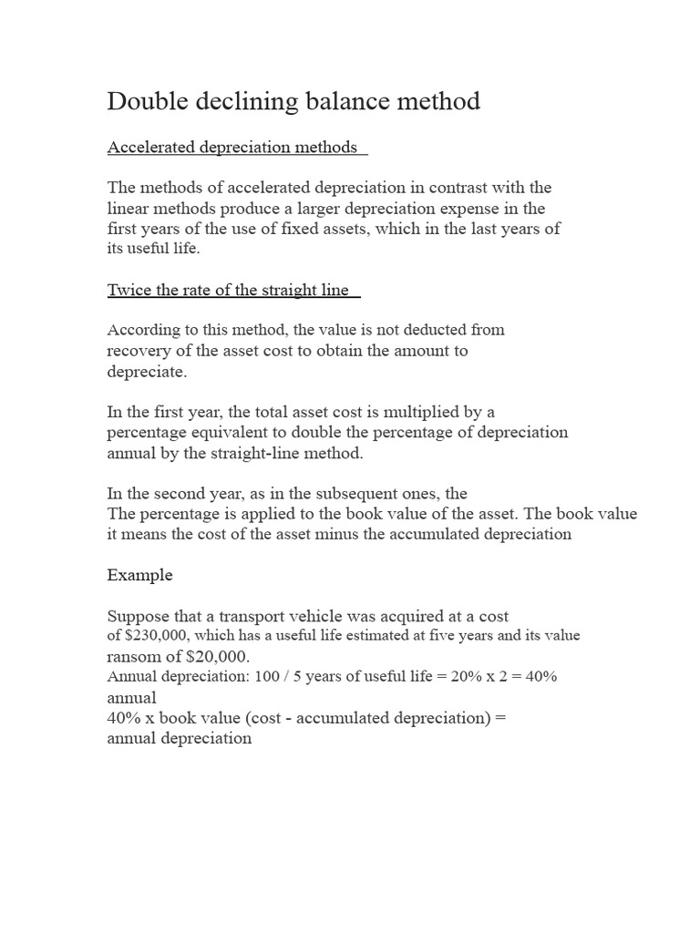 Double Declining Balance Depreciation Guide | PDF | Depreciation | Book ...
