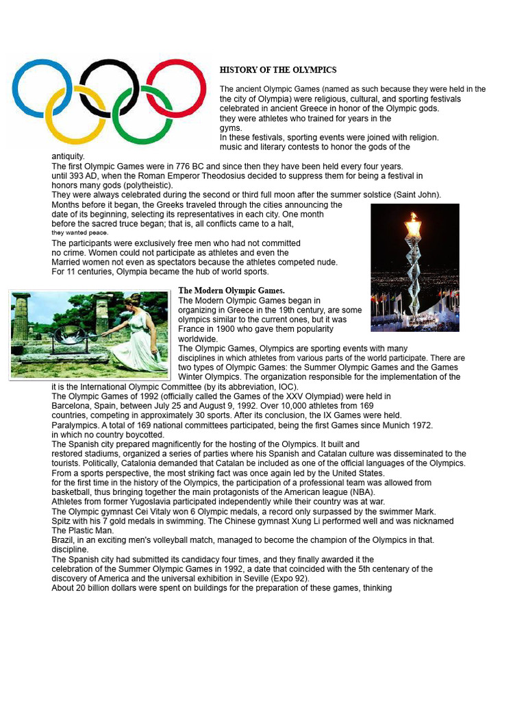 History of the Olympic Games | PDF | Track And Field | Olympic Games