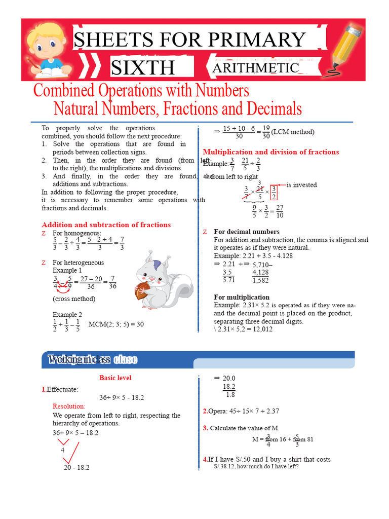 Combined Operations with Numbers Guide | PDF | Decimal | Multiplication