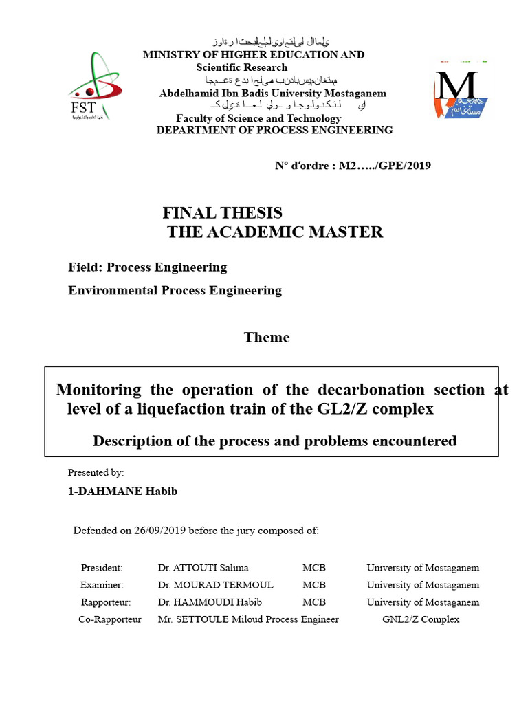 Thesis for the End of Studies | PDF | Natural Gas | Liquefied Natural Gas