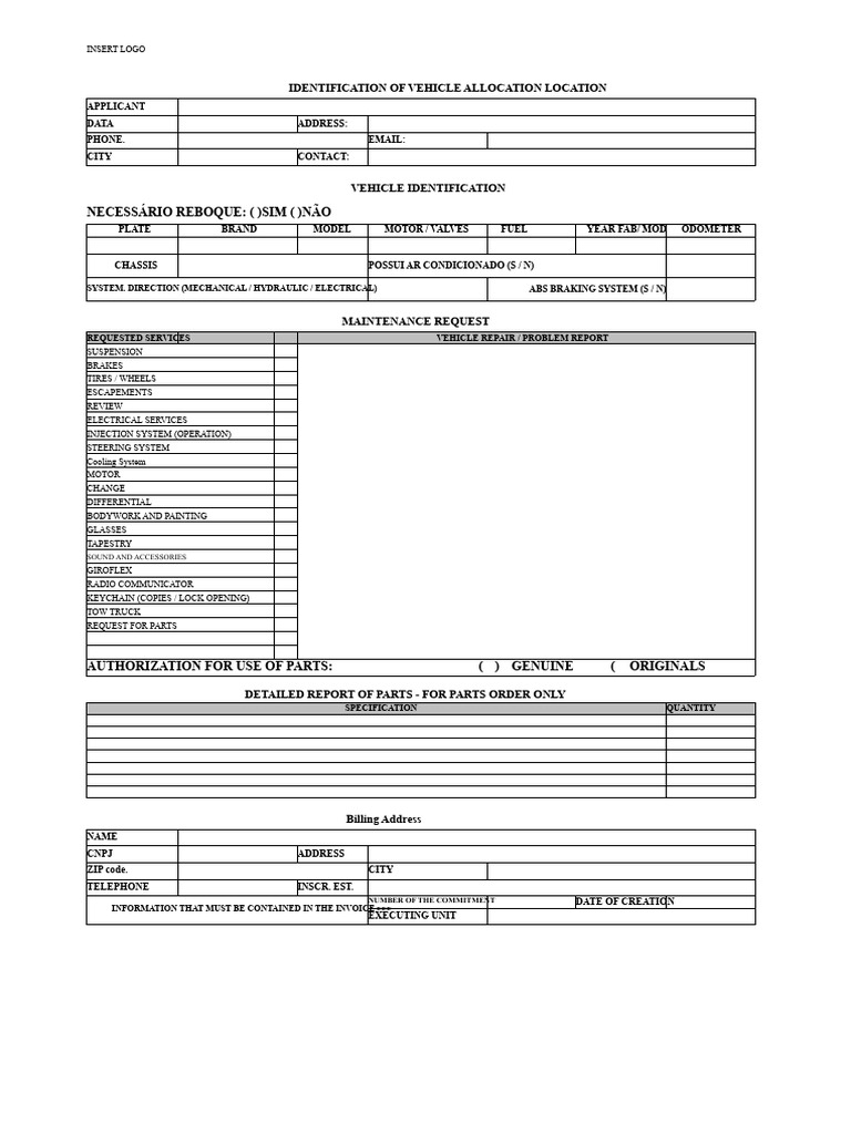 Vehicle Allocation and Repair Request Form | PDF