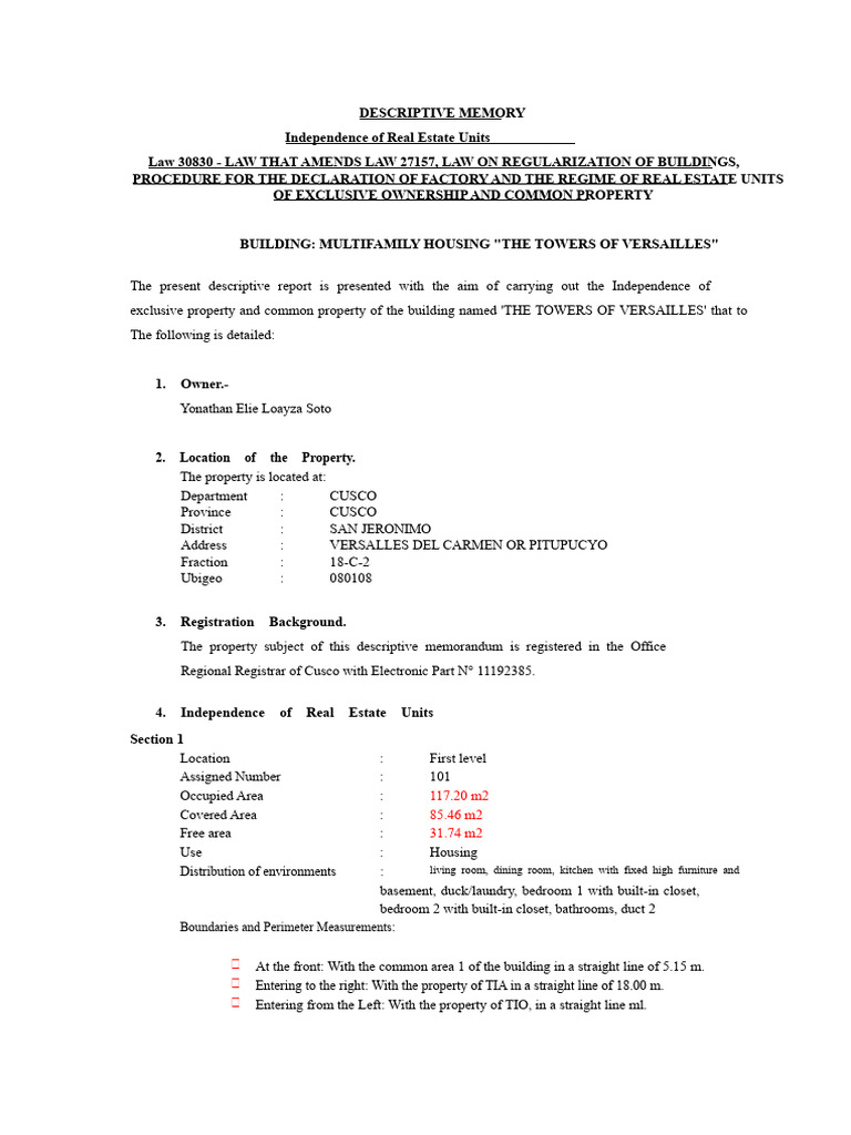 Independence of Real Estate Units Report | PDF | Room | Bedroom