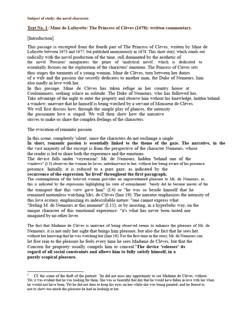 The Princess of Cleves commentary | PDF