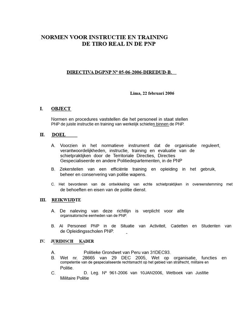 DIRECTIVE Nr. 05 - INSTRUCTIE EN TRAINING ECHT SCHIETEN | PDF