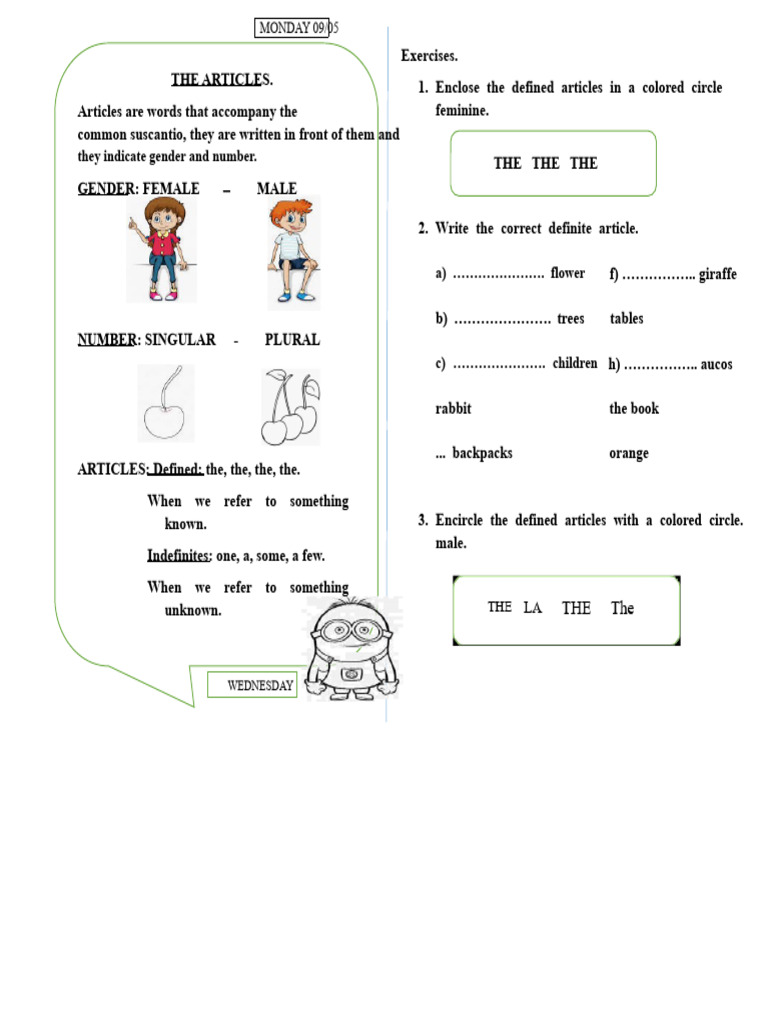 Definite and Indefinite Articles | PDF | Grammatical Gender | Syntactic ...