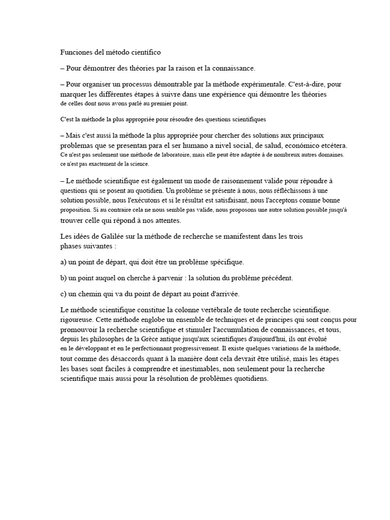 Méthode scientifique : étapes et applications | PDF | Méthode ...