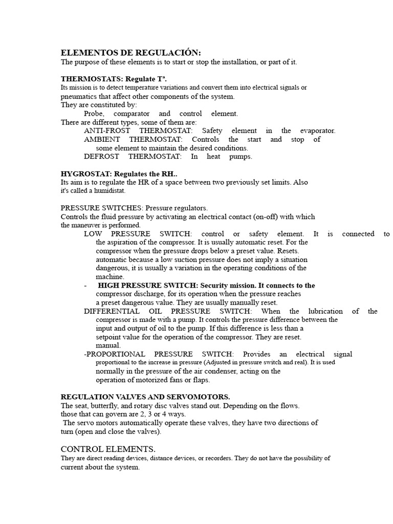 Essential Control Elements for HVAC Systems | PDF | Thermostat | Switch