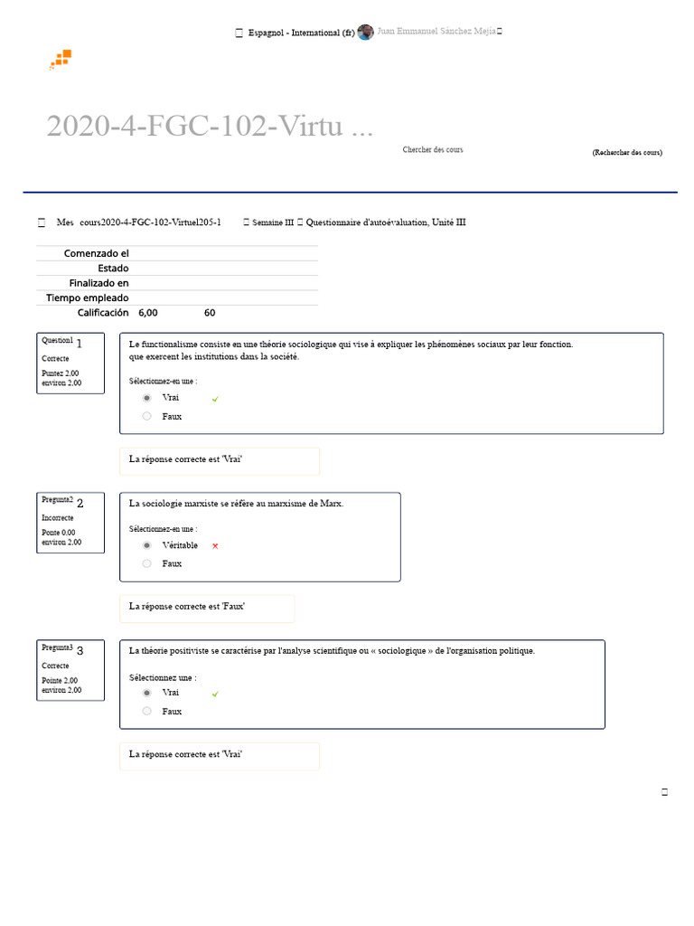 Questionnaire d'autoévaluation en sociologie | PDF