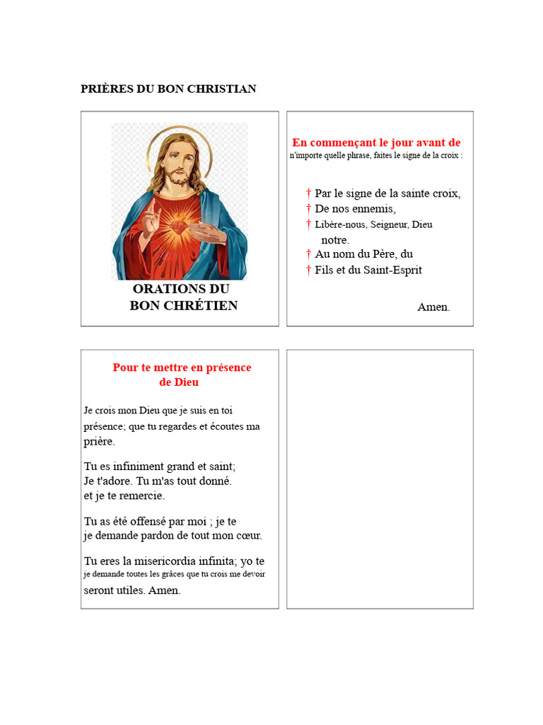 Prières et Oraisons du Bon Chrétien | PDF | Doctrines et croyances ...