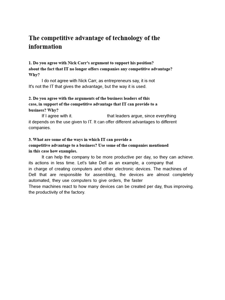 The Competitive Advantage of Information Technology | PDF