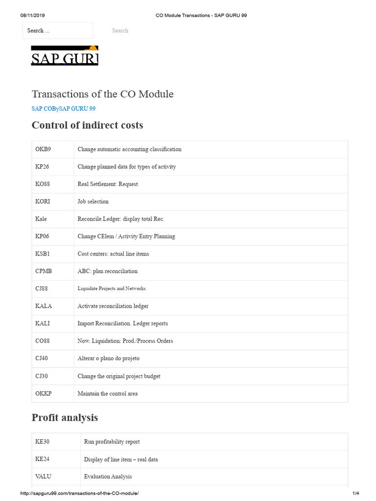 CO Module Transactions Overview | PDF | Cost Accounting | Business
