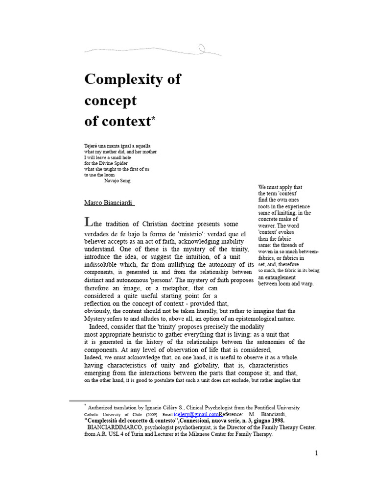Exploring Context: Complexity and Meaning | PDF | Experience | Reason