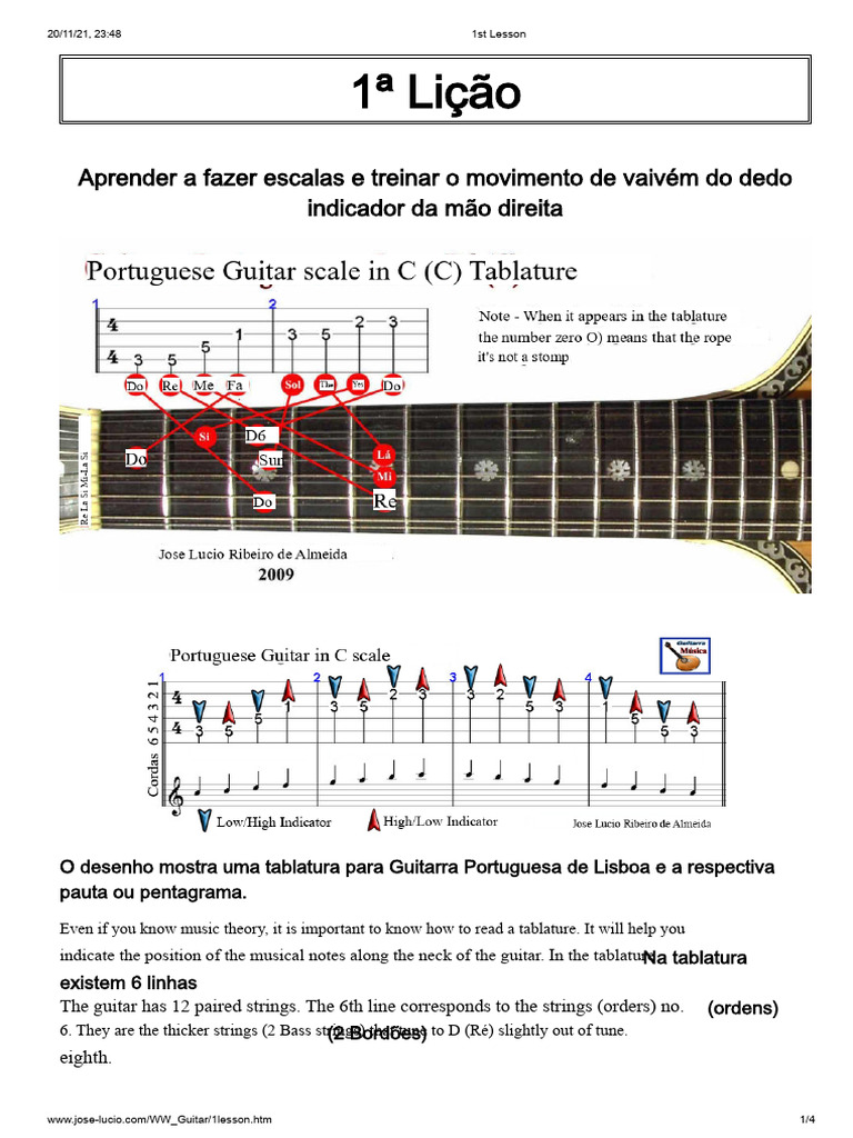 Portuguese Guitar Tablature Basics | PDF | Guitars | String Instruments