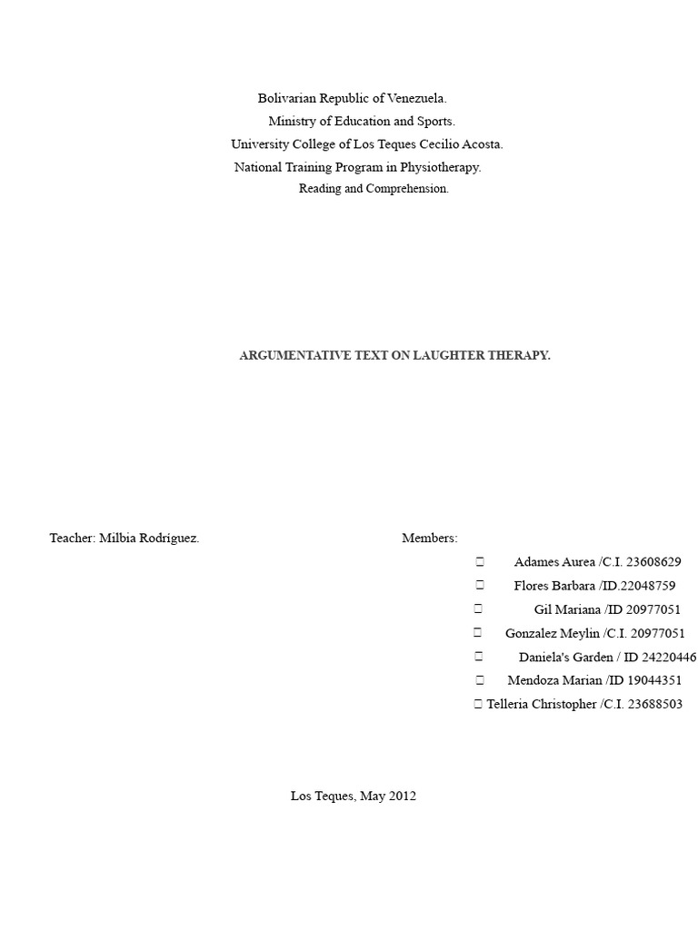 Benefits of Laughter Therapy in Venezuela | PDF | Laughter | Psychology