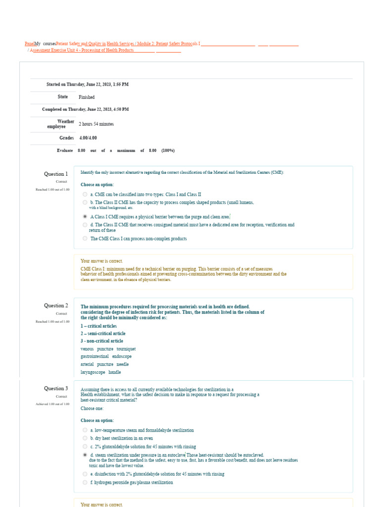 Assessment Exercise Unit 4 - Health Product Processing - Review of The ...
