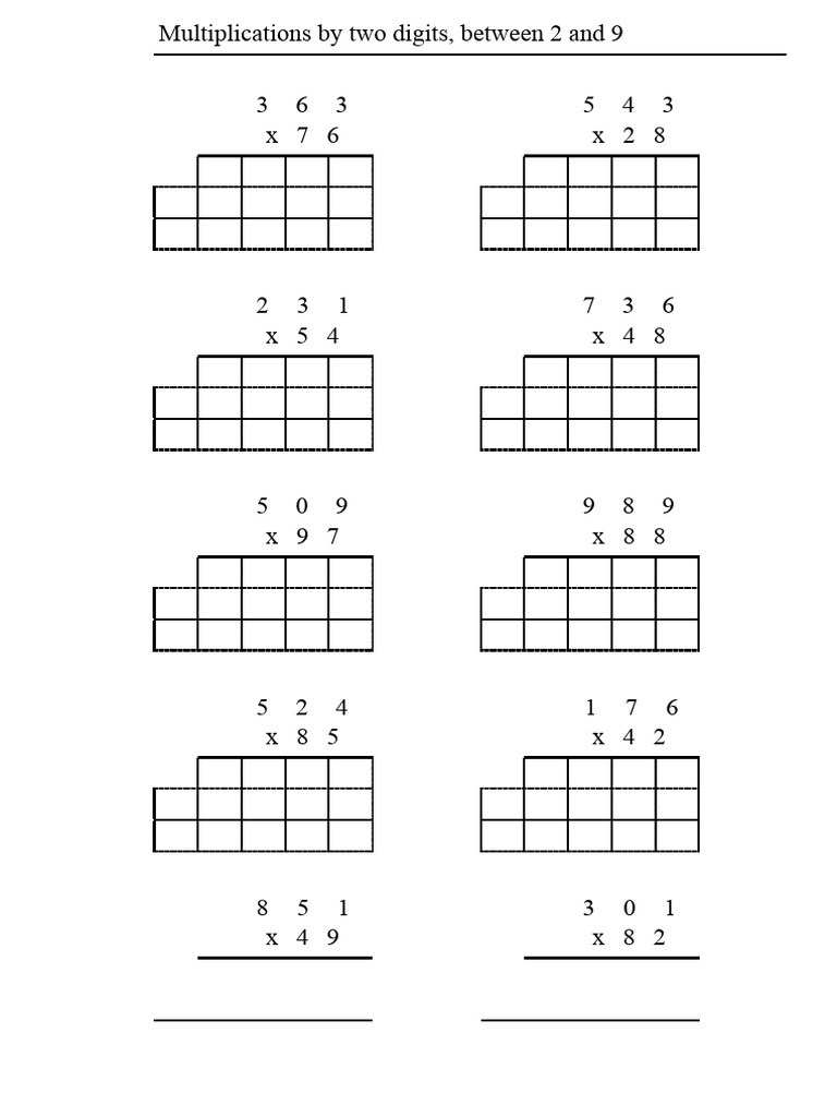 Two-Digit Multiplication Practice | PDF