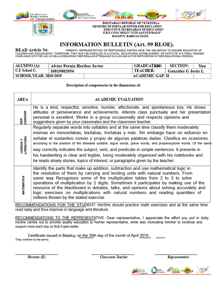 Academic Evaluation Report 2018-2019 | PDF | Word | Punctuation