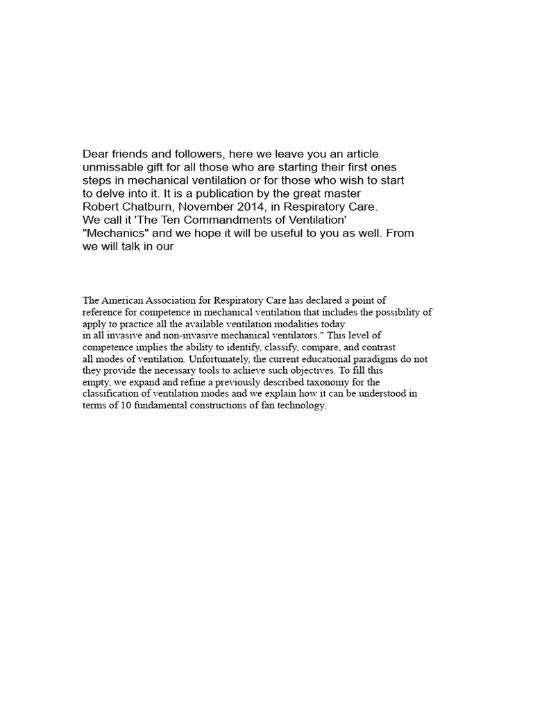 Taxonomy of Mechanical Ventilation Maxims | PDF