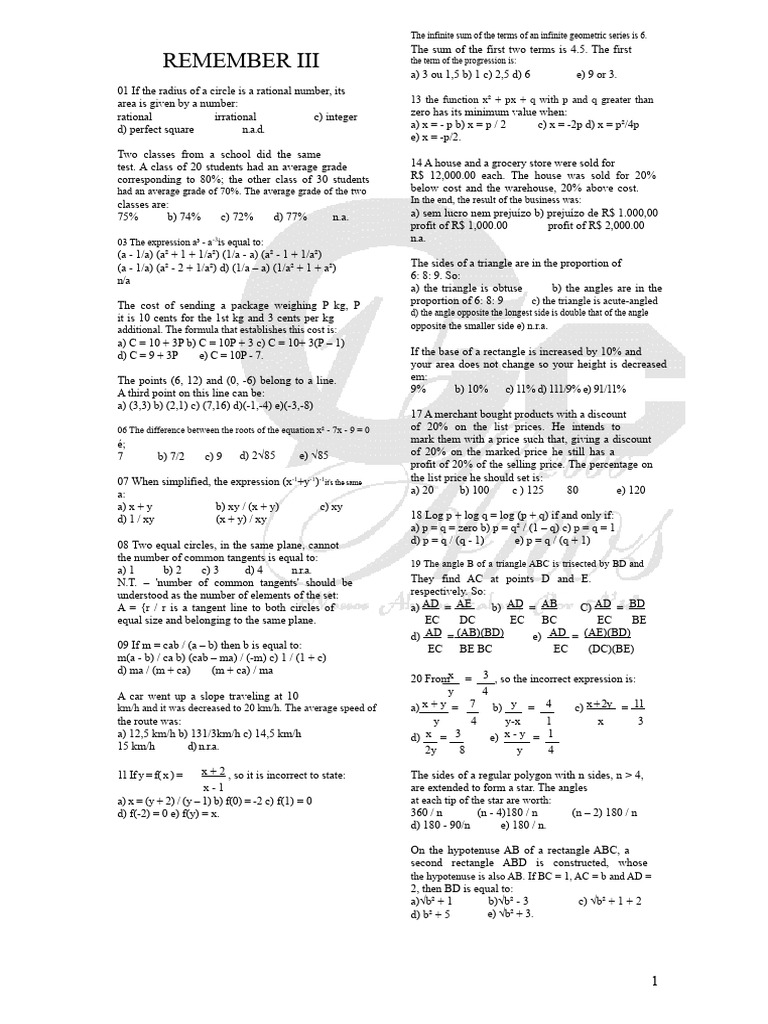 10225178-Mathematics-Exercises-1000-solved.pdf | PDF | Circle | Area
