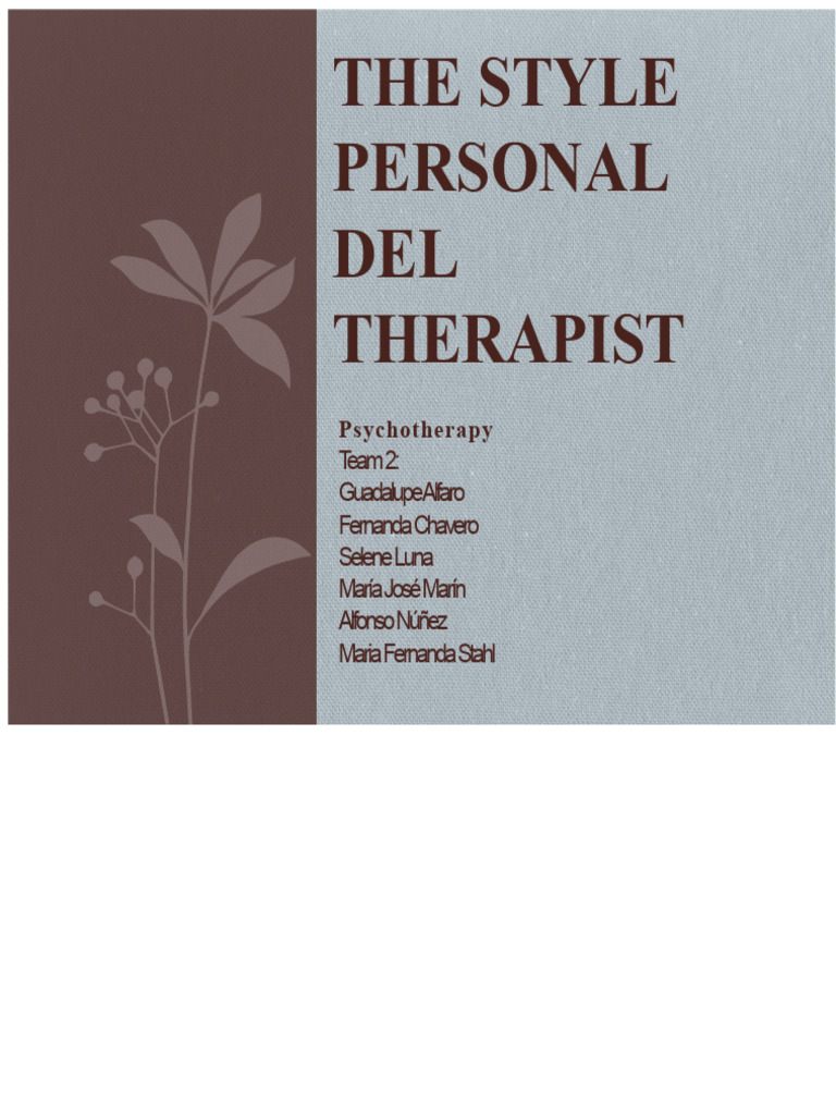 The Personal Style of The Therapist | PDF | Psychotherapy | Communication