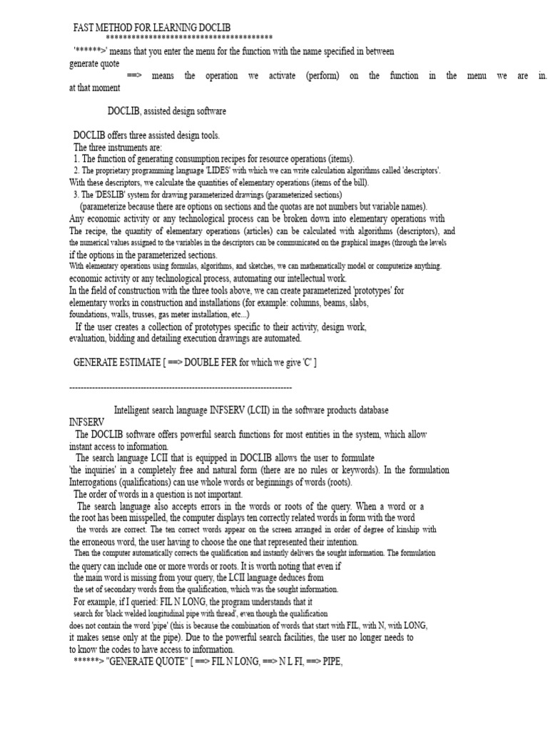 Quick Learning Method of Doclib | PDF | Prices | Databases