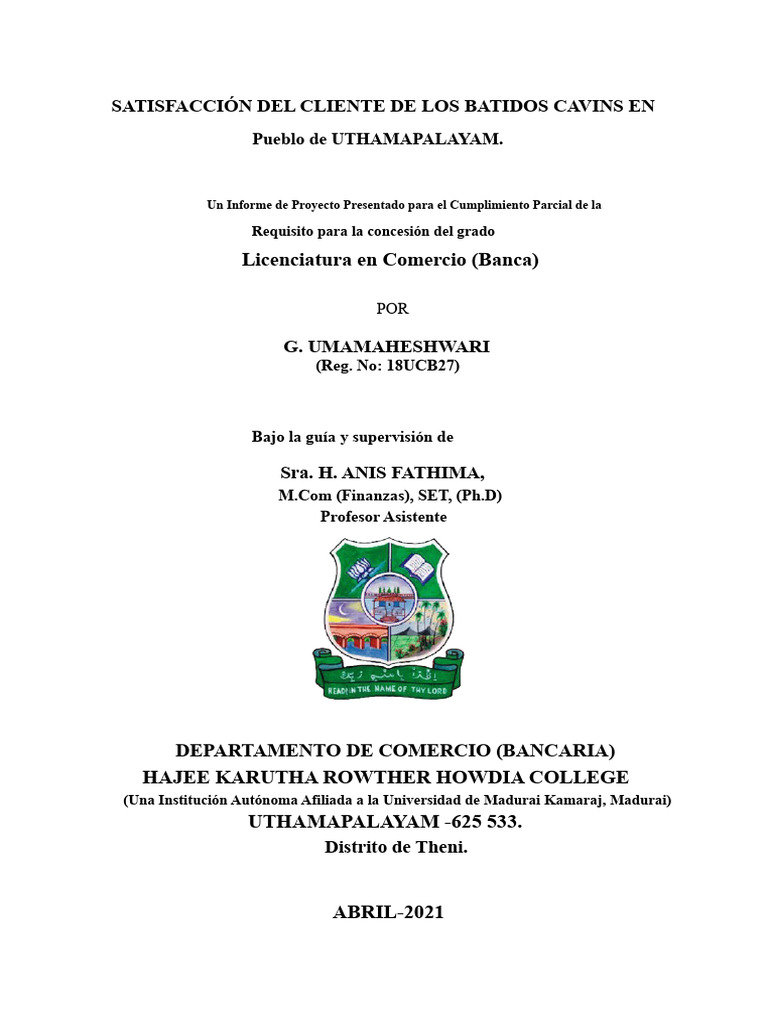 Portada Del Batido de Leche Cavins | PDF | La satisfacción del cliente