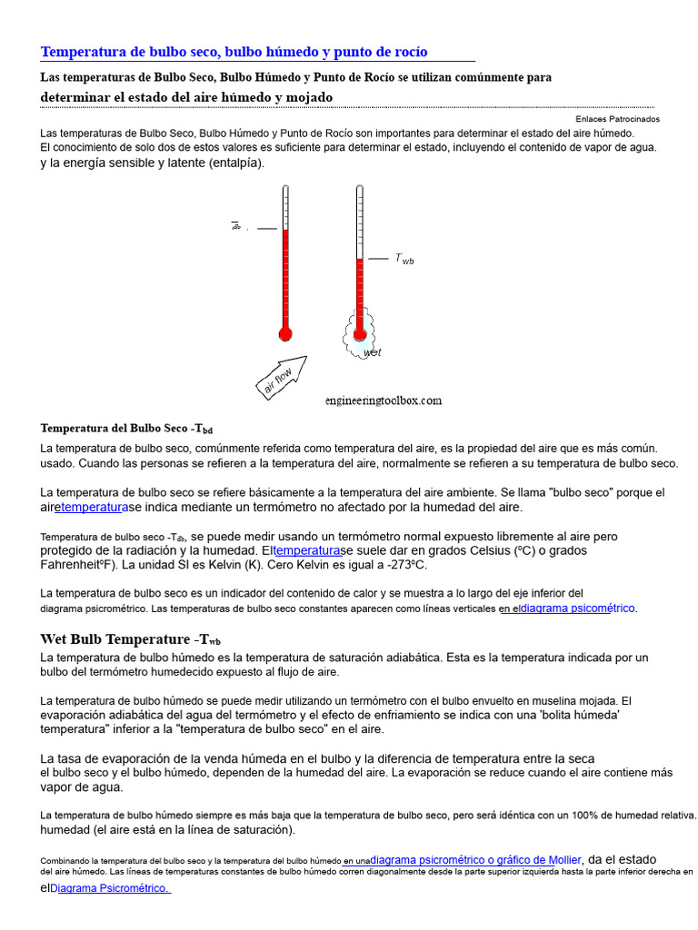 Temperatura de Bulbo Seco y Bulbo Húmedo | PDF | Temperatura | Humedad