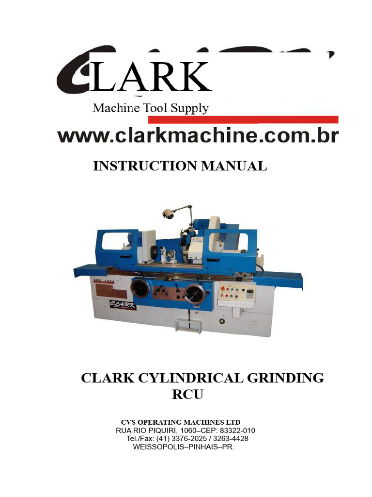 Instruction Manual - Rcu Cylindrical Grinder | PDF | Grinding (Abrasive ...