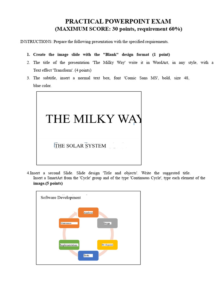 PowerPoint Exam Instructions: Milky Way | PDF