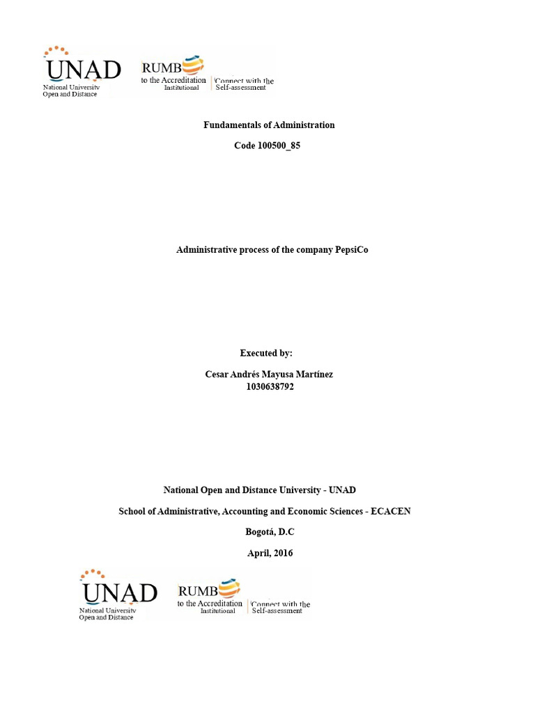 Administrative Process of The Company PepsiCo | PDF | Leadership | Pepsi Co