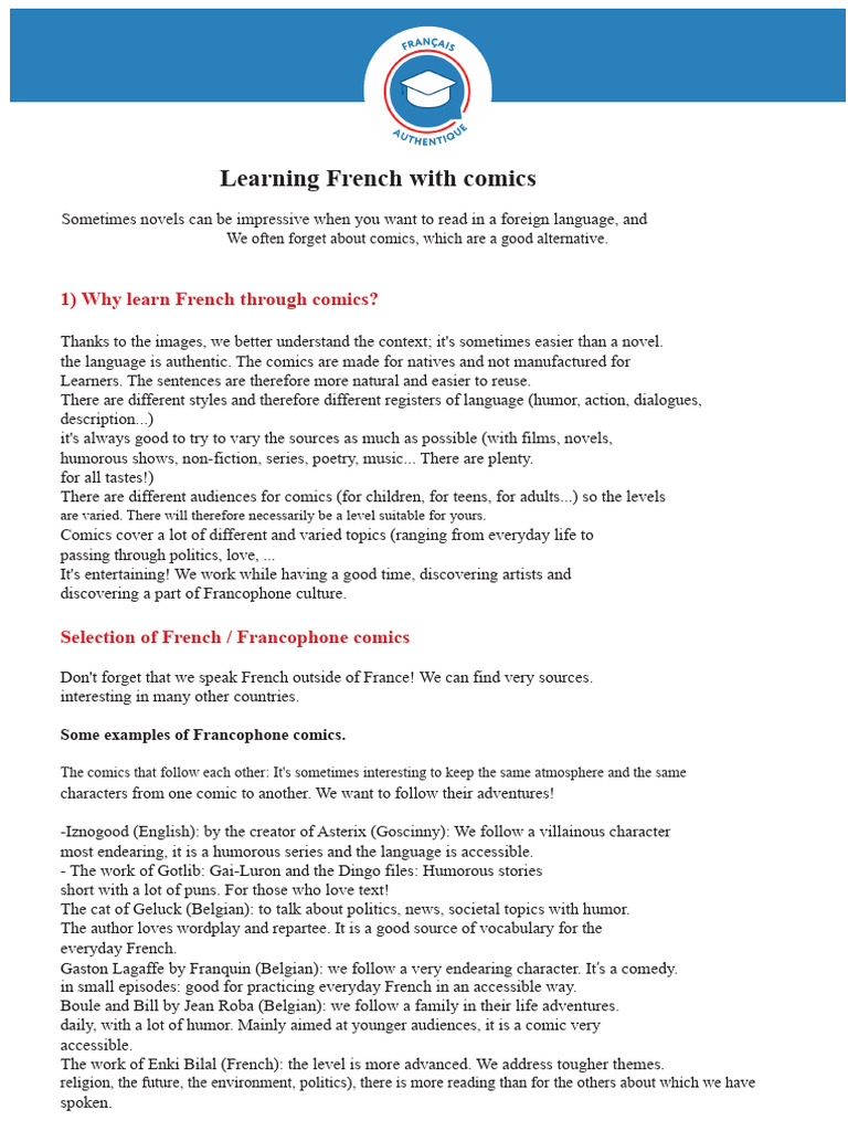 Learn French Easily with Comics | PDF | Comics | Foreign Language