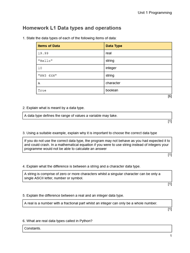 Zack Kaye Remove - 1 Programming L1 Homework | PDF | Data Type | Numbers