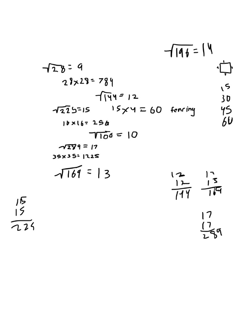 Square SquareRoot WordProblems Grade8 | PDF