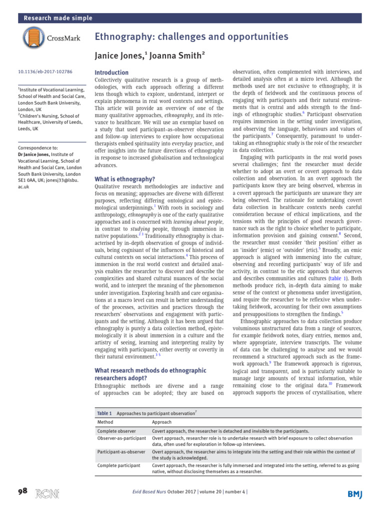 Ethnography_Challenges and Opportunities. | PDF | Ethnography | Qualitative Research