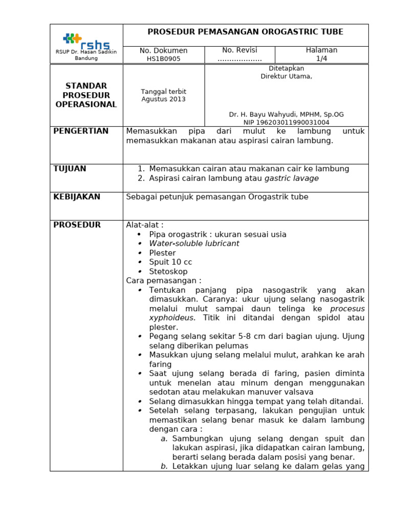 Prosedur Pemasangan OGT(2) | PDF