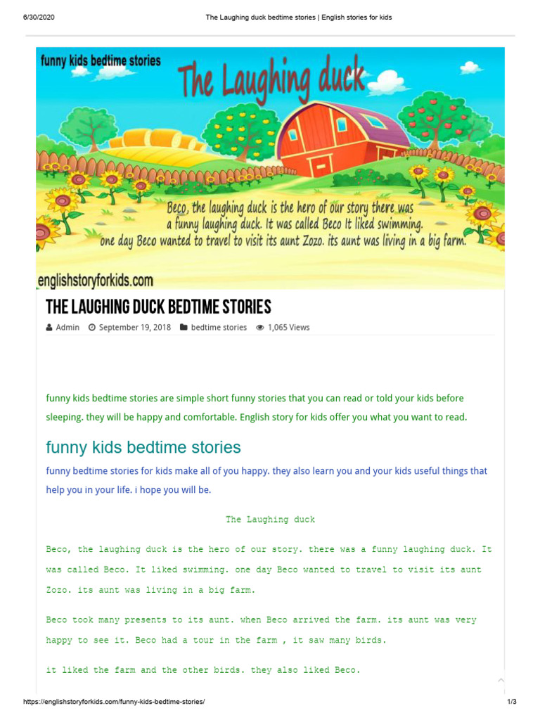 The Laughing Duck 4 English Stories for Kids | PDF