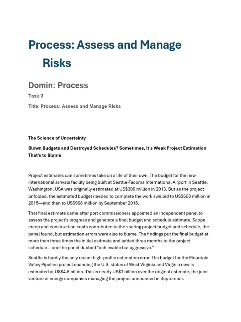 03 Process - Assess and Manage Risks | PDF | Risk | Performance Indicator