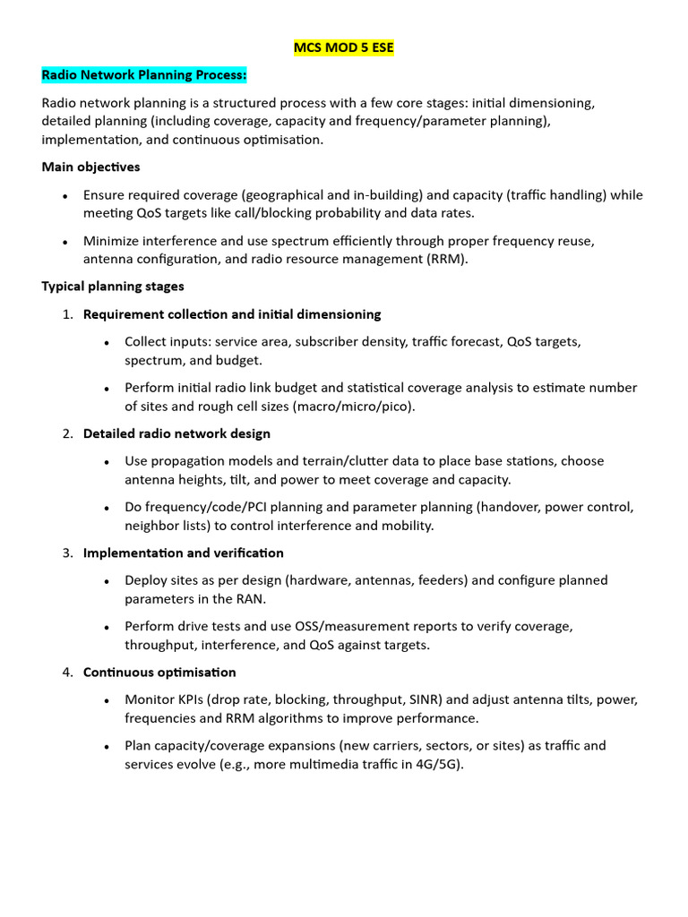 Radio Network Planning and Optimization | PDF | Mimo | Lte Advanced