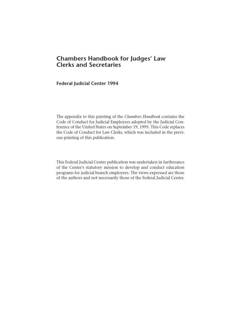 Chambers Handbook For Judges Law Clerks and Secretaries | PDF | Law ...