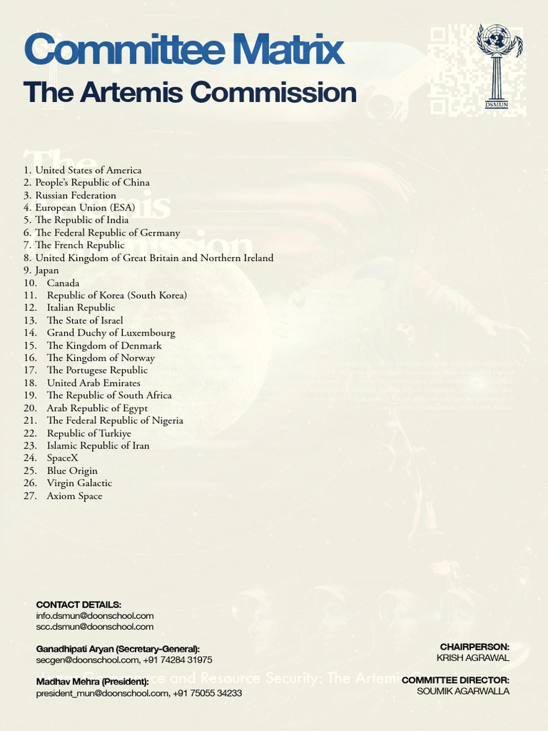 Artemis Commission Committee Matrix | PDF