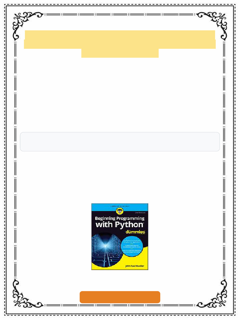 Beginning Programming with Python For Dummies 2nd Edition John Paul ...