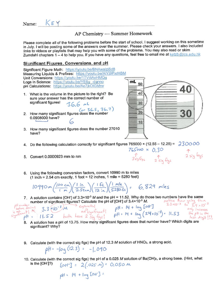 AP+Chem+Summer+Homework+ +answers | PDF