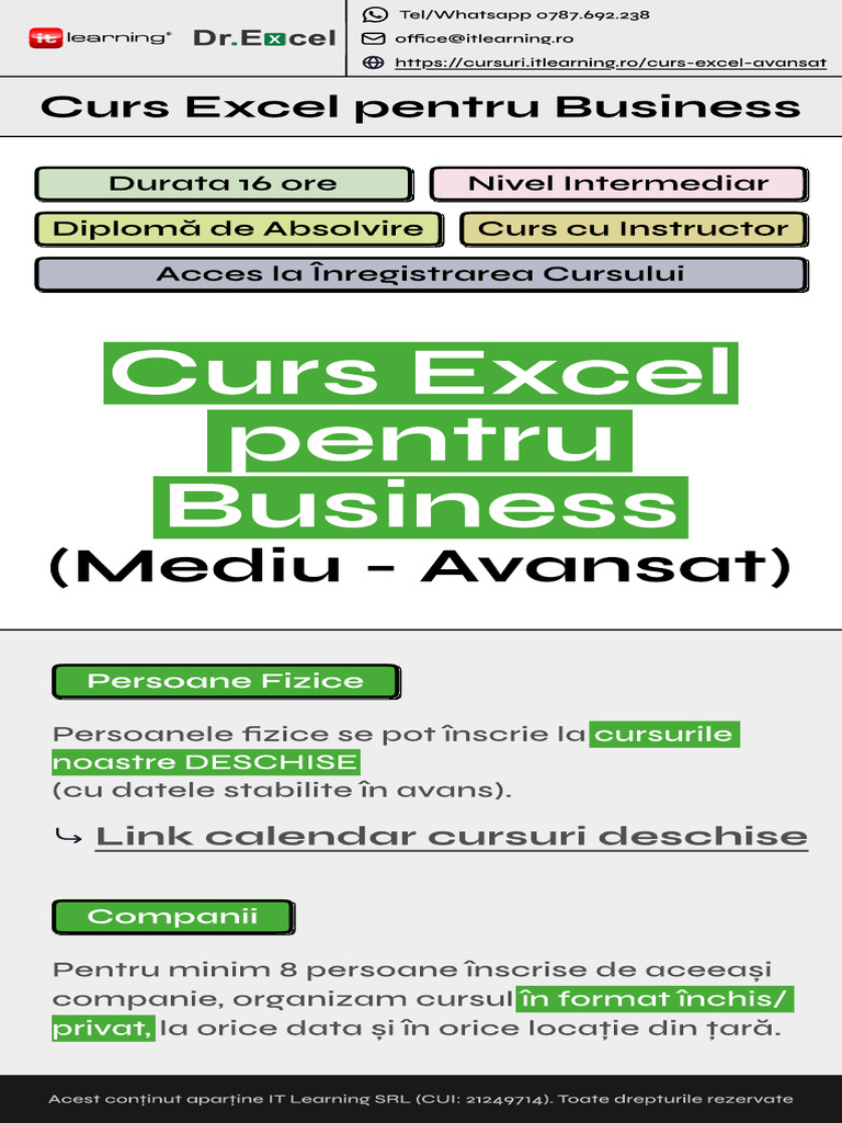 Brosura Curs Excel 2 Mediu Avansat Mobile[1] | PDF