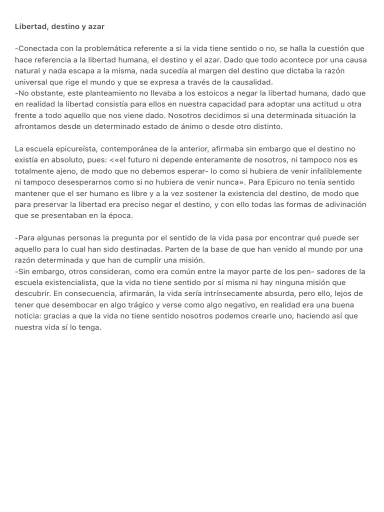 Libertad, Destino y Azar | PDF