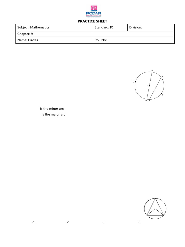 As CB IX Math Ch 9 Circles | PDF | Circle | Perpendicular