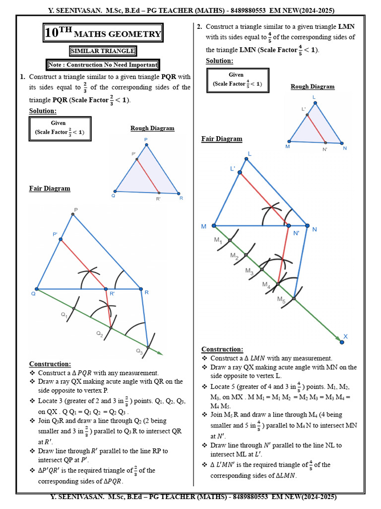 Triangle Construction Techniques for 10th Grade | PDF | Circle ...