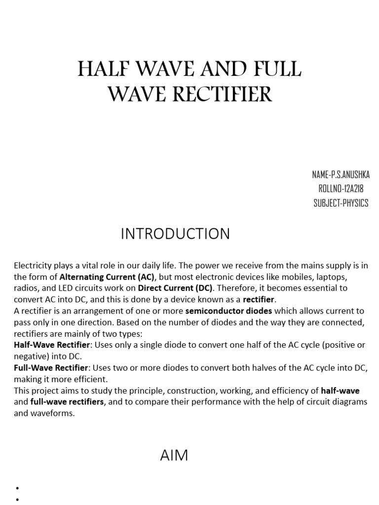 Half-Wave vs Full-Wave Rectifiers Explained | PDF | Rectifier | Diode